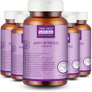 The Old Natural Anti Stress- KSM 66 Ashwagandha Tablets for Tension and ...