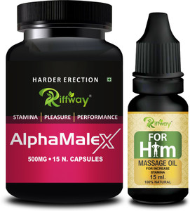 Riffway Alpha Male-X! Pills & For Him Massage Oil Stamina Capsule Combo ...