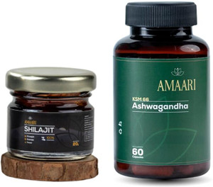 Amaari Shilajit Resin+KSM66 Ashwgandha Combo Pack Price in India - Buy ...