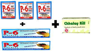 P-6 Capsule and Ointment Quick Relief Formula for Piles and Fissure (3 ...