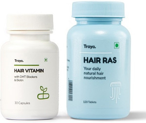 Traya Hair Growth Combo, Hair Ras (120 Tablets) + Hair Vitamins (30 ...