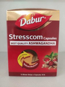 Dabur Stresscom Capsules Best quality ASHVAGANDHA Pack of 6 Strips ...