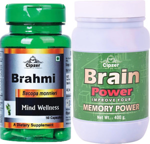 CIPZER Brahmi 60 Capsule & Brain Powder Prash 400 GM For Brain, Memory ...