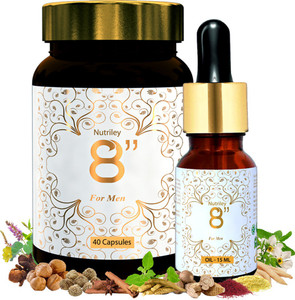 NUTRILEY 8 Inch Men Capsules+Lotion for Improves Stamina & Time 40 ...