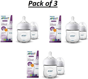 PHILIPS Avent Natural Twin Pack Feeding Bottle SCF033/20 (Pack of 3 ...