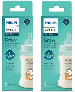 Philips Avent 1M+ Grow Baby Feeding Bottle Pack of 2 - 250 ml - 100% PP ...