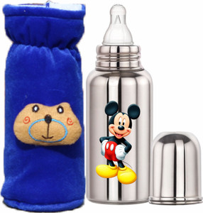 Kartkla Stainless Steel Mickey Milk Feeding Bottle With Premium Blue ...