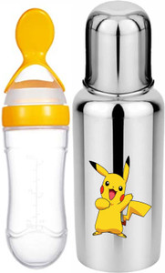 Kartkla STAINLESS STEEL MILK FEEDING PIKACHU BOTTLE WITH SPOON FEEDER ...