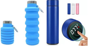 payneer Temperature Wall Insulated Smart Bottle + Silicone Sipper Water ...