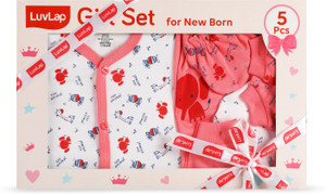 LuvLap Newborn Baby Gift Set of 5 Items, Clothes Set 0-3 Months, Zoo ...
