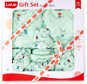 LuvLap Newborn Baby Gift Set of 13,Soft Skin Friendly Baby Clothes Set ...