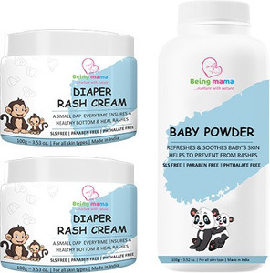 Being mama Baby Diaper Rash Cream (100ml) & Baby Powder with Corn ...