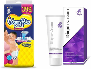 MamyPoko Pants Standard L (30 Pieces) & 7TH AJMA Diaper Cream 50G - L ...