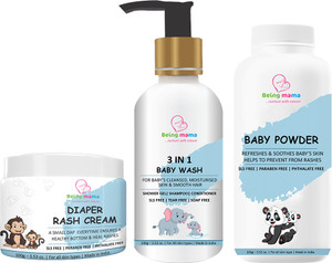 Being mama Diaper Rash Cream (100 g) 3 in 1 Baby Wash (200 ml) Baby ...