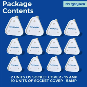naughty kidz Pack of 12 Baby Safety Electric Socket Plug Cover Guard ...