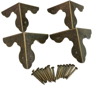 Calandis 4pcs Vintage Brass Edge Guard Wooden Box Table Cabinet Trunk ...