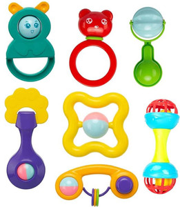 ZOROW 7 Pcs Rattle Set Toys,Toys Treasure Dumble Rattle and Teather Set ...