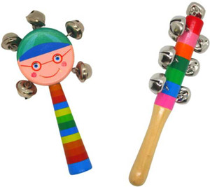 MPN ENTERPRISES Wooden Smiley Face Rattle,Jingle Bell Rattle - Sound ...