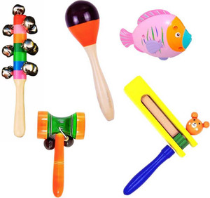 Little Mind Wooden Sound Making Rattle Set For Kids Pack Of 5 Rattle ...