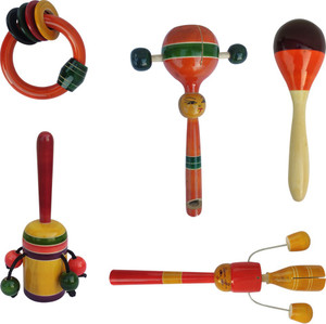 Homekrafts Traditional 5 Wooden Non Toxic new born baby Rattles 0 to 2 ...