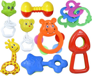 Mira Farmcraft Pack of 8 Rattle Set with Teathers for New Born Babies ...