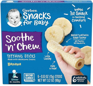 GERBER Snacks for Baby Soothe n Chew Teething Sticks in Banana Baby ...