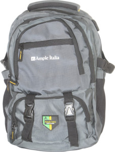 ample italia Dark Grey Backpack Ergonomic Design with 3 Compartments ...