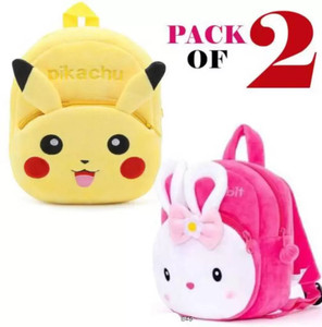 LIGHT BEAUTY 12 L Backpack Combo Of 2 Pikachu & Konngi Rabbit School ...