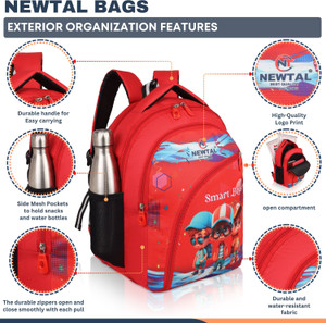 newtal Printed School Bag for Kids – Fun Cartoon Design with Large ...