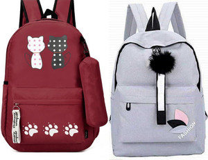 HouseOfCommon Travel Backpacks 15 L Backpack Maroon, Grey - Price in ...