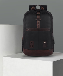 Gear Classic Anti Theft Faux Leather 31 L Laptop Backpack Black-Brown ...
