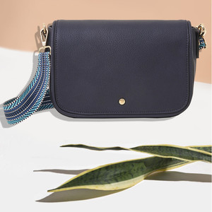 ACCESSORIZE LONDON Blue Sling Bag Women's Navy Webbing Strap Flap Sling ...