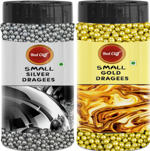 RED CLIFF Silver+Gold Dragees (Small) Sized Pearl Balls Combo Pack Of 2 ...