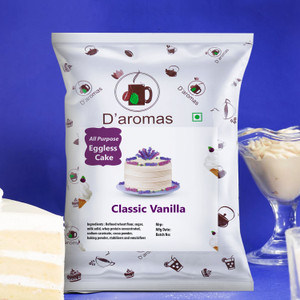 D'aromas Eggless Vanilla Cake Premix 500g, Instant Vanilla Cake Premix ...