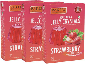 Bakers Jelly Crystals|Strawberry Flavour|Vegetarian|Instant Premix|90 ...