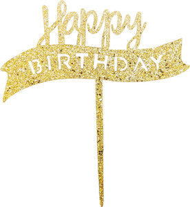 Sage Square Golden Ribbon Sparkle Birthday Cake Topper - Adorable ...