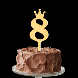 Party Decorz Number 8 Cake Topper | 4 Inch Eight Number Golden Acrylic ...