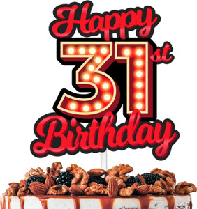 Festiko Red Happy 31st Birthday Cake Topper, 31st Birthday Cake Topper ...