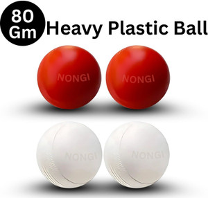 Nongi Heavy Plastic Ball White Red Non Toxic (Pack of 4 | 80gm Per Ball ...