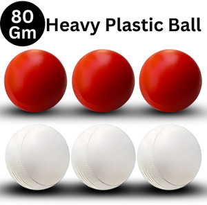 Nongi Heavy Plastic Ball White Red Non Toxic (Pack of 6 | 80gm Per Ball ...
