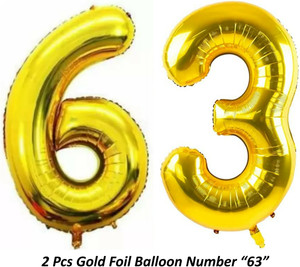 Flipkart.com | PG Enterprises Solid GOLDEN NUMBER "63" FOIL BALLOON ...