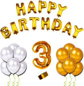 Flipkart.com | Bubble Bells Solid 3rd third happy birthday room ...