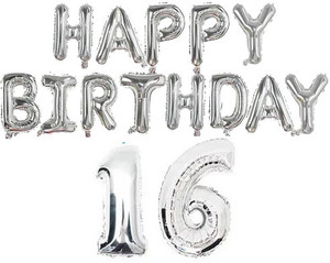 Flipkart.com | SEENU Solid 16th Silver Number Foil Balloon & Happy ...