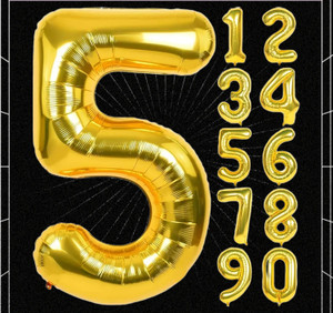 Flipkart.com | FOOGAA Solid Foil Balloon- 16 Inch ( Number 5) Golden ...