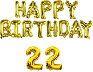 Flipkart.com | SEENU Solid 22th Gold Number Foil Balloon & Happy ...