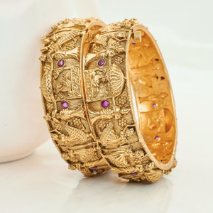 Panini Jewels Metal Crystal, Ruby Copper, Gold-plated Bangle Set Price ...