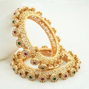 Panini Jewels Copper Pearl, Ruby Gold-plated Bangle Set Price in India ...
