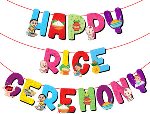 ZYOZI Happy Rice Ceremony Banner,Annaprashan Decoration Items,Rice ...
