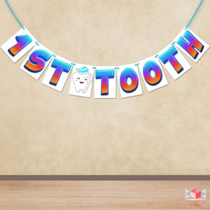 Wobbox 1st Tooth Bunting Banner, First Tooth Decoartion, Happy Birthday ...