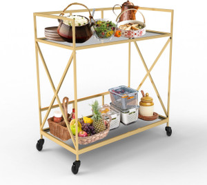 Corsica Designs Designer Metal Serving Trolley | Clear Glass Shelves ...